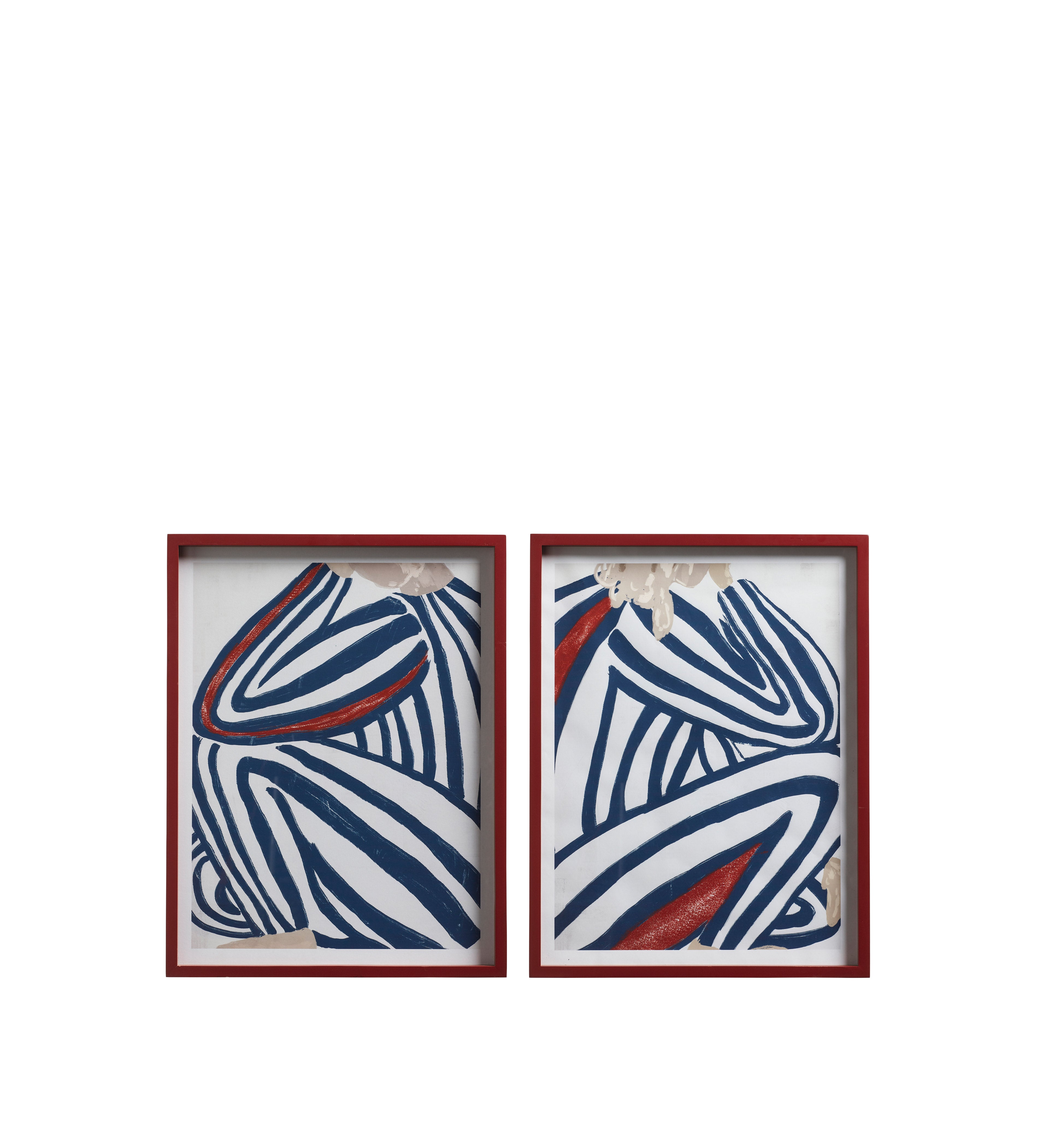 Framed Gemini Prints Pair - Blue/Rust Orange | OKA