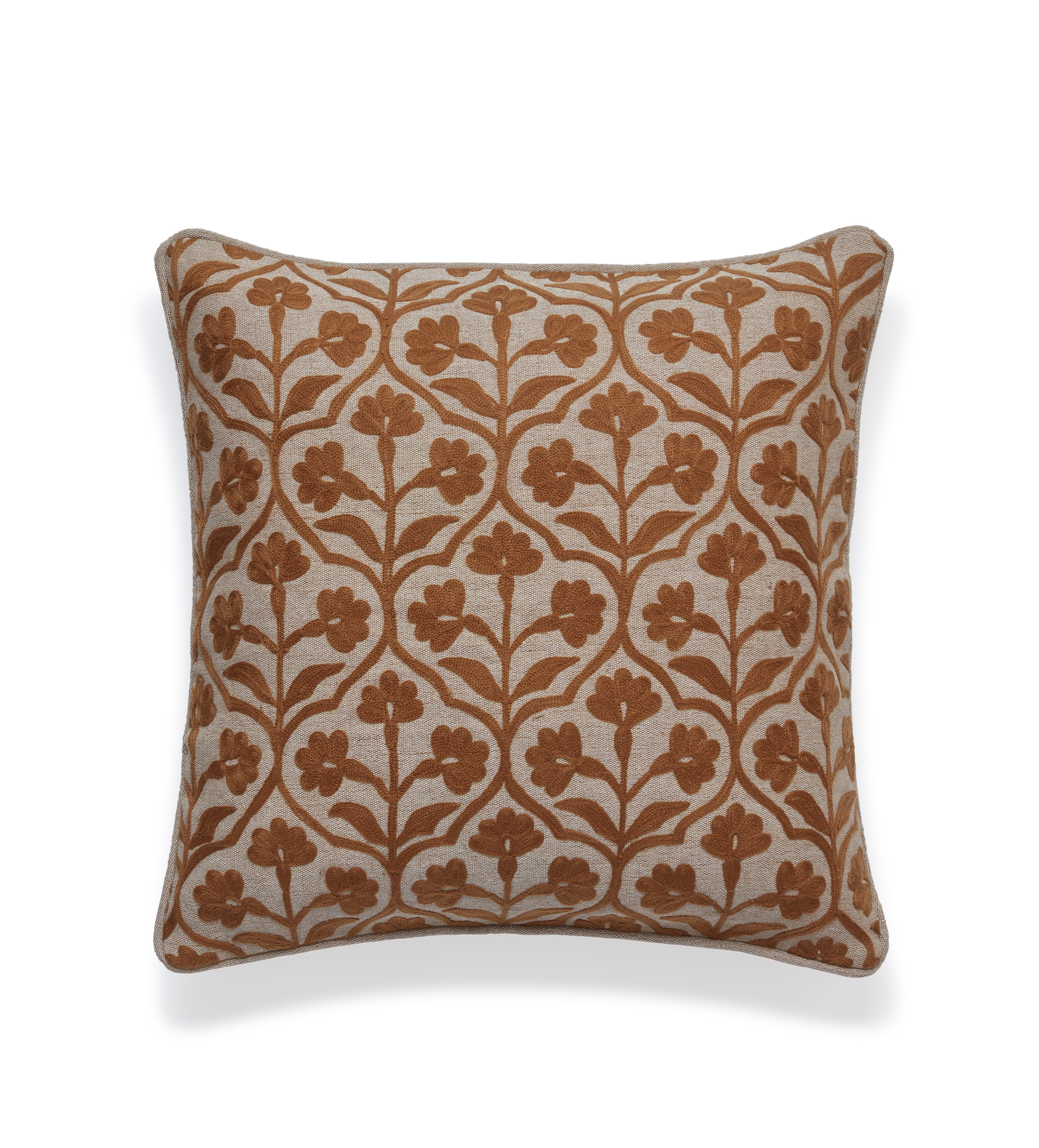 Allamanda Cushion Cover - Natural/Rust Orange | OKA