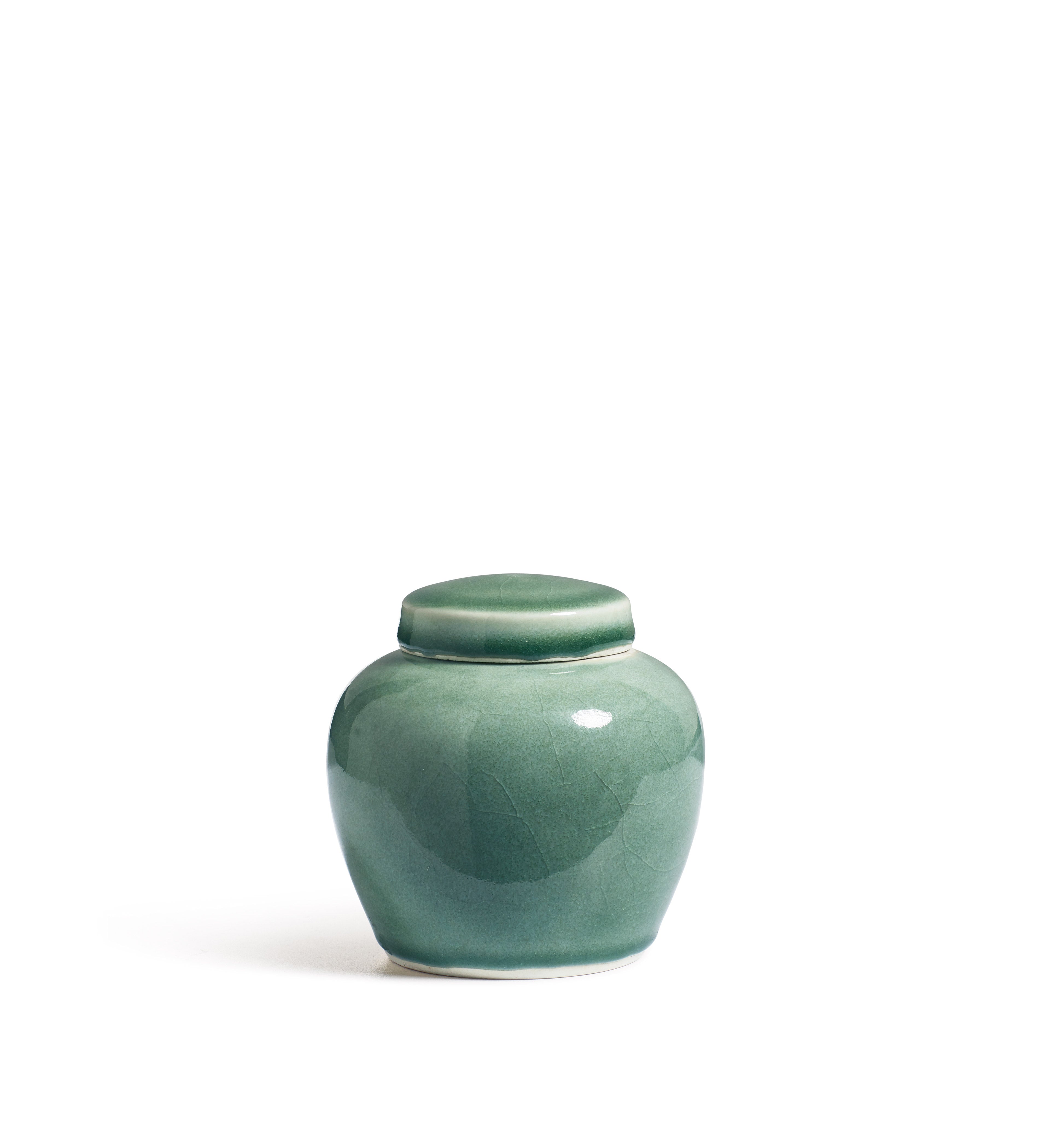 Anni Lidded Pot - Jade Green | OKA