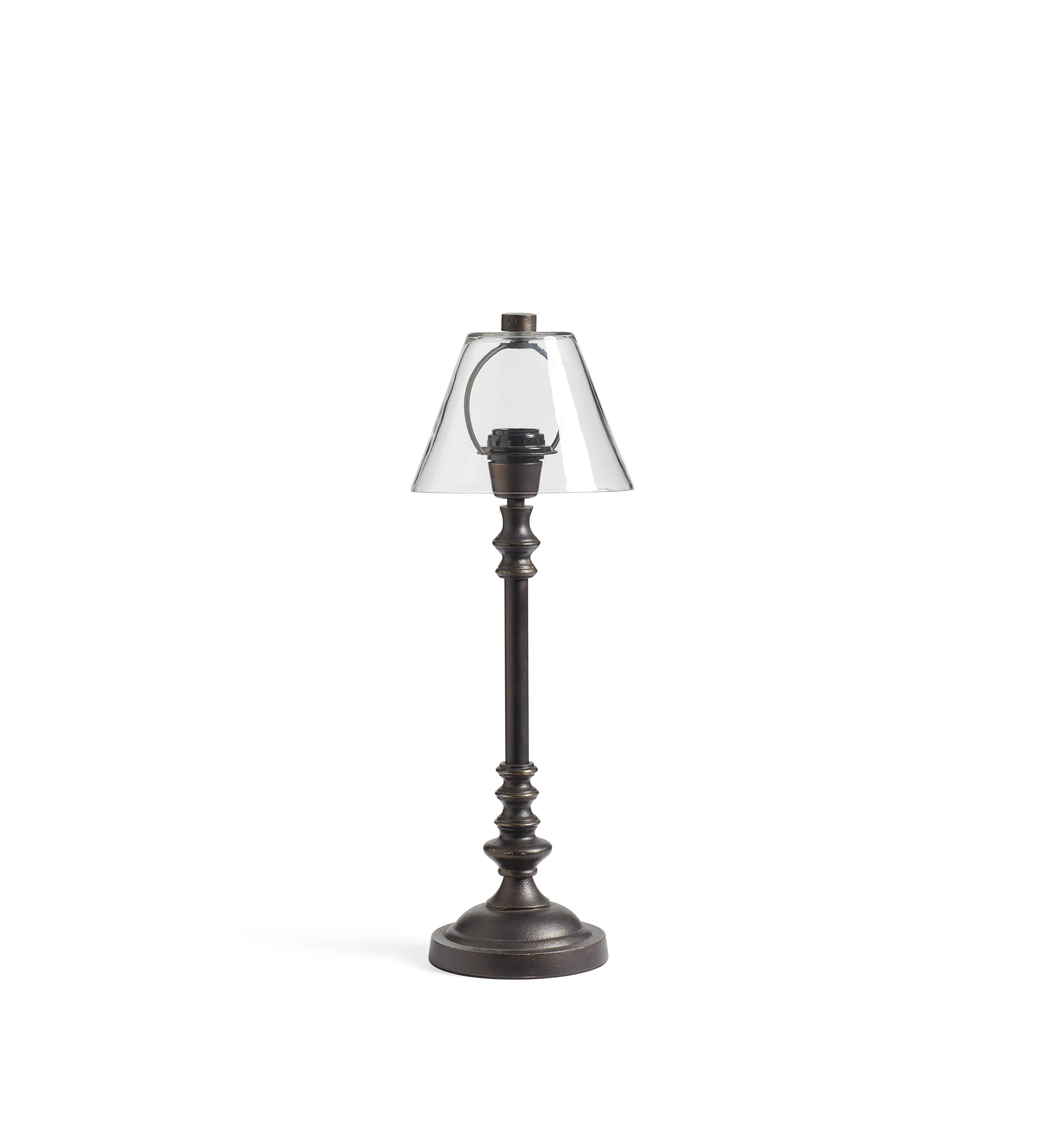 Barton Table Lamp and Glass Shade - Black/Antique Gold | OKA