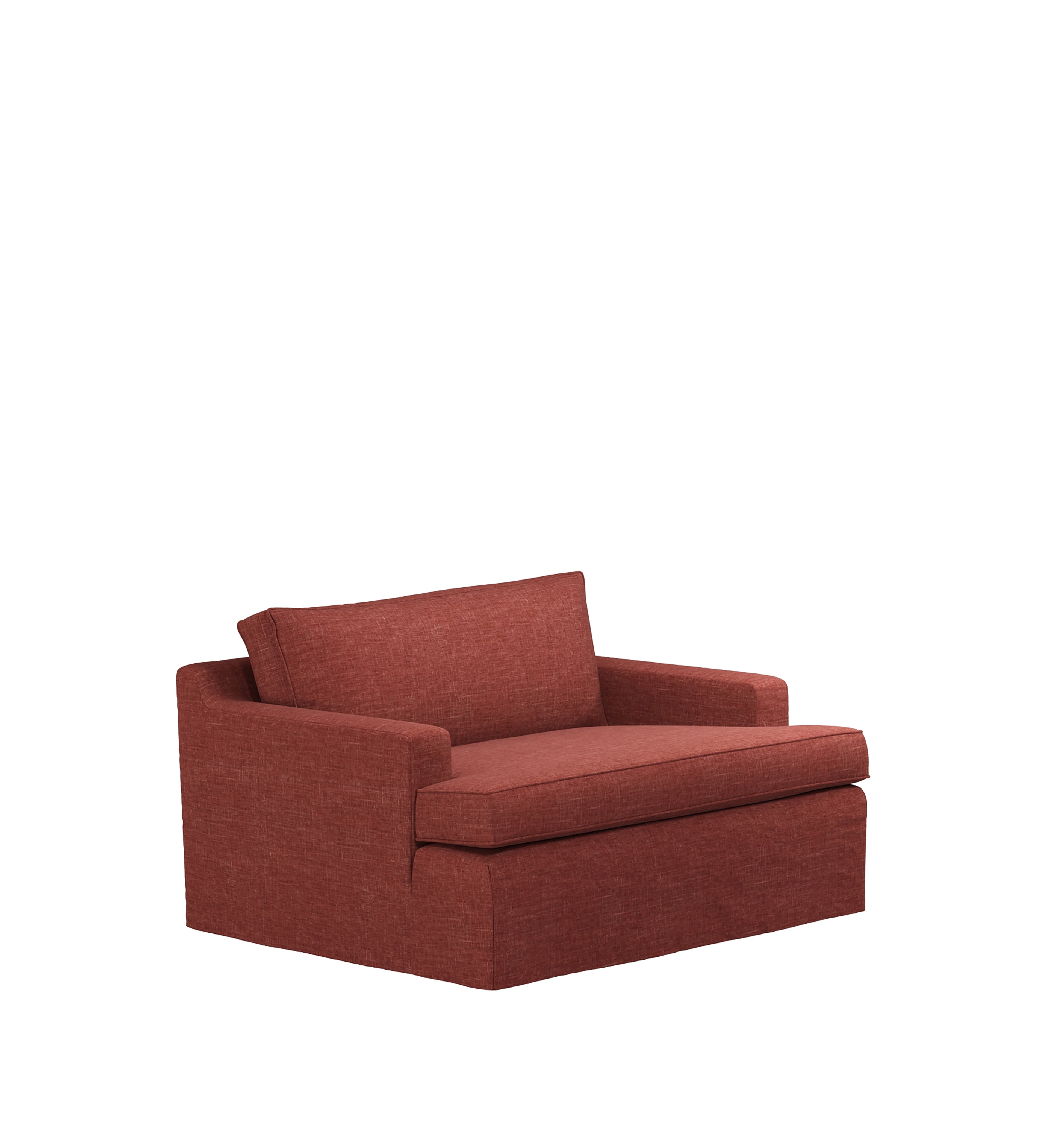 COVER ONLY - Beale Laundered Linen Loose Cover for Loveseat - Terra Red ...