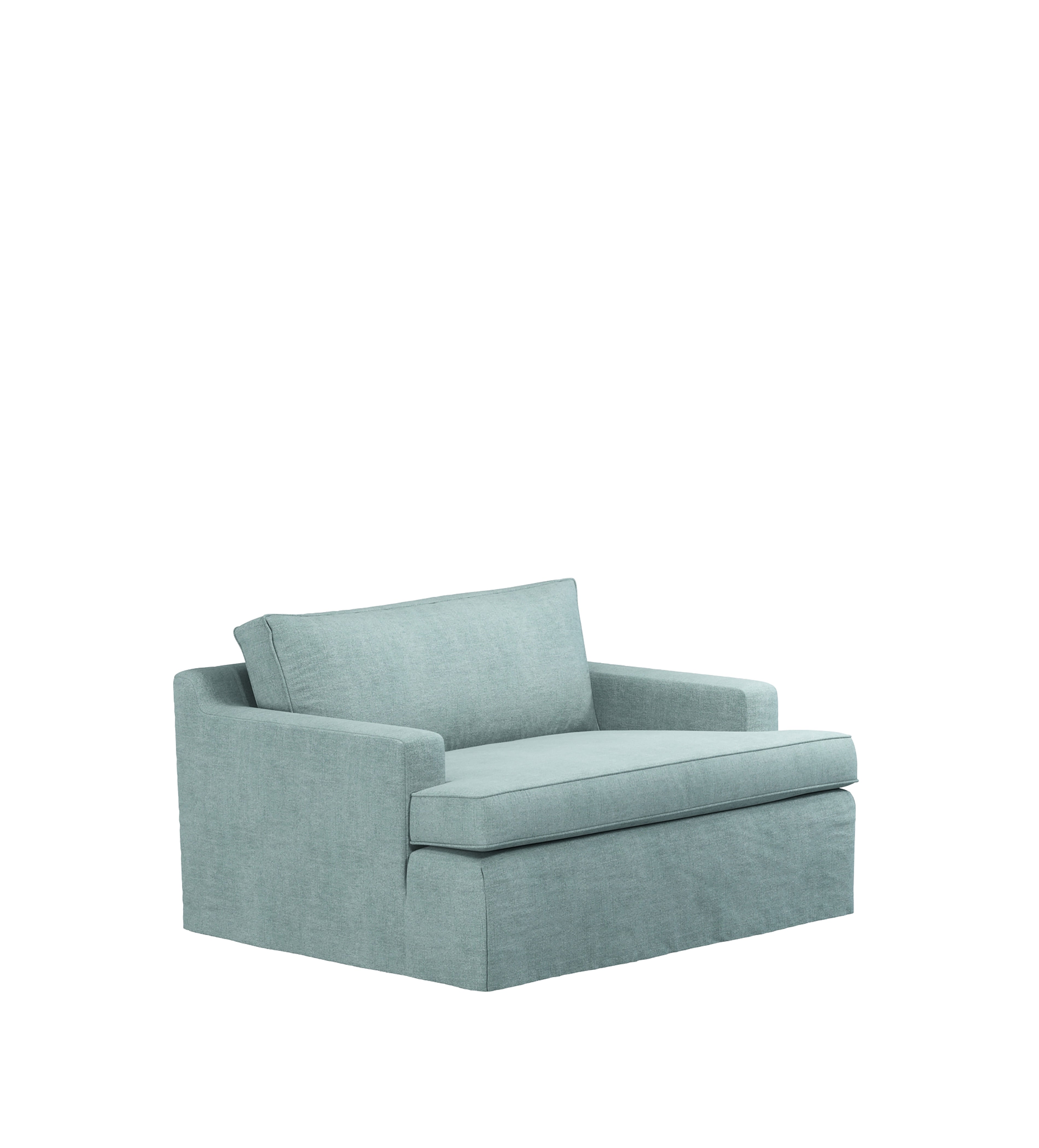 COVER ONLY - Beale Stonewash Linen Loose Cover for Loveseat - Aqua ...