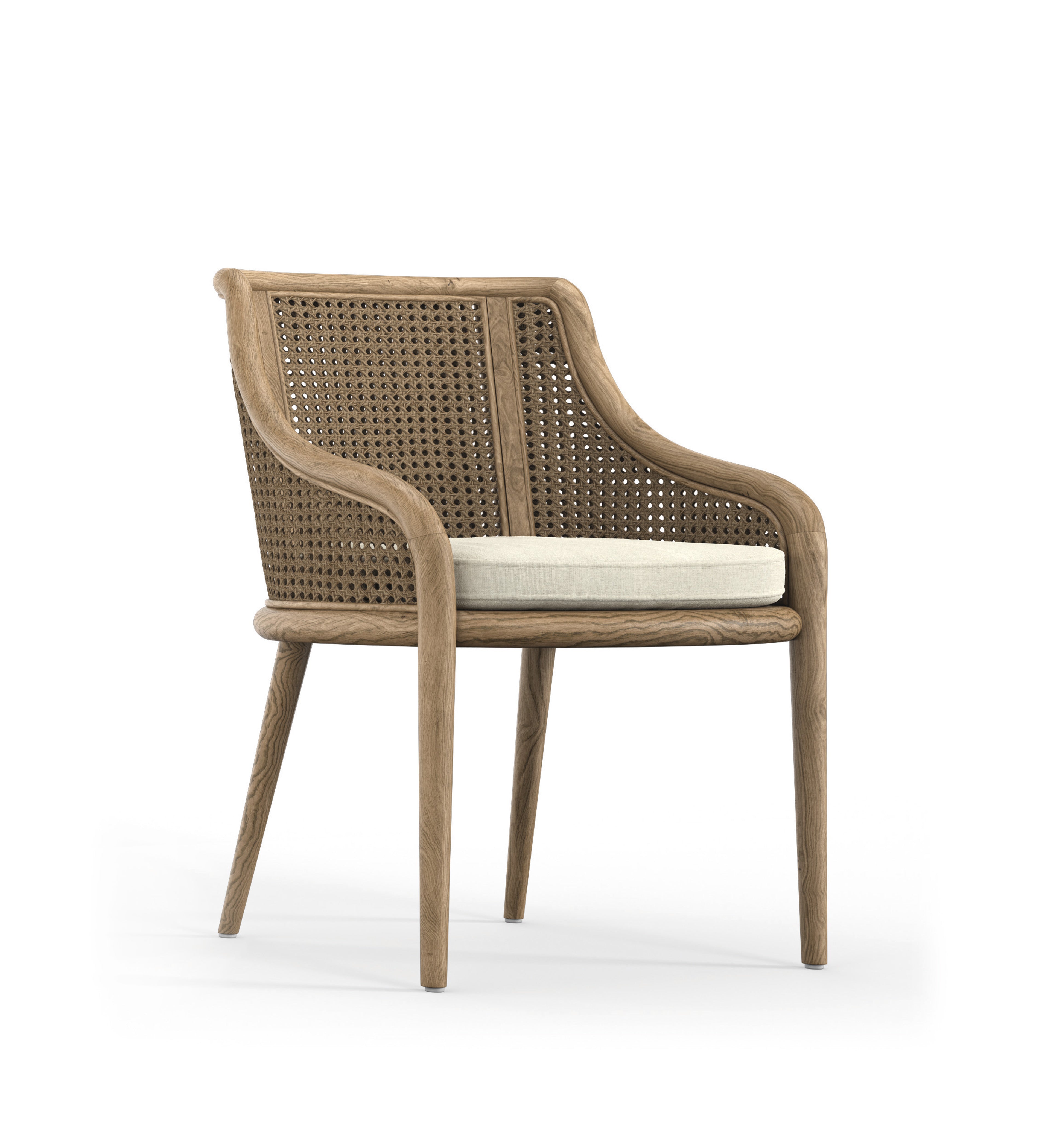 Carlos Cane Dining Chair - Weathered Oak/Natural | OKA