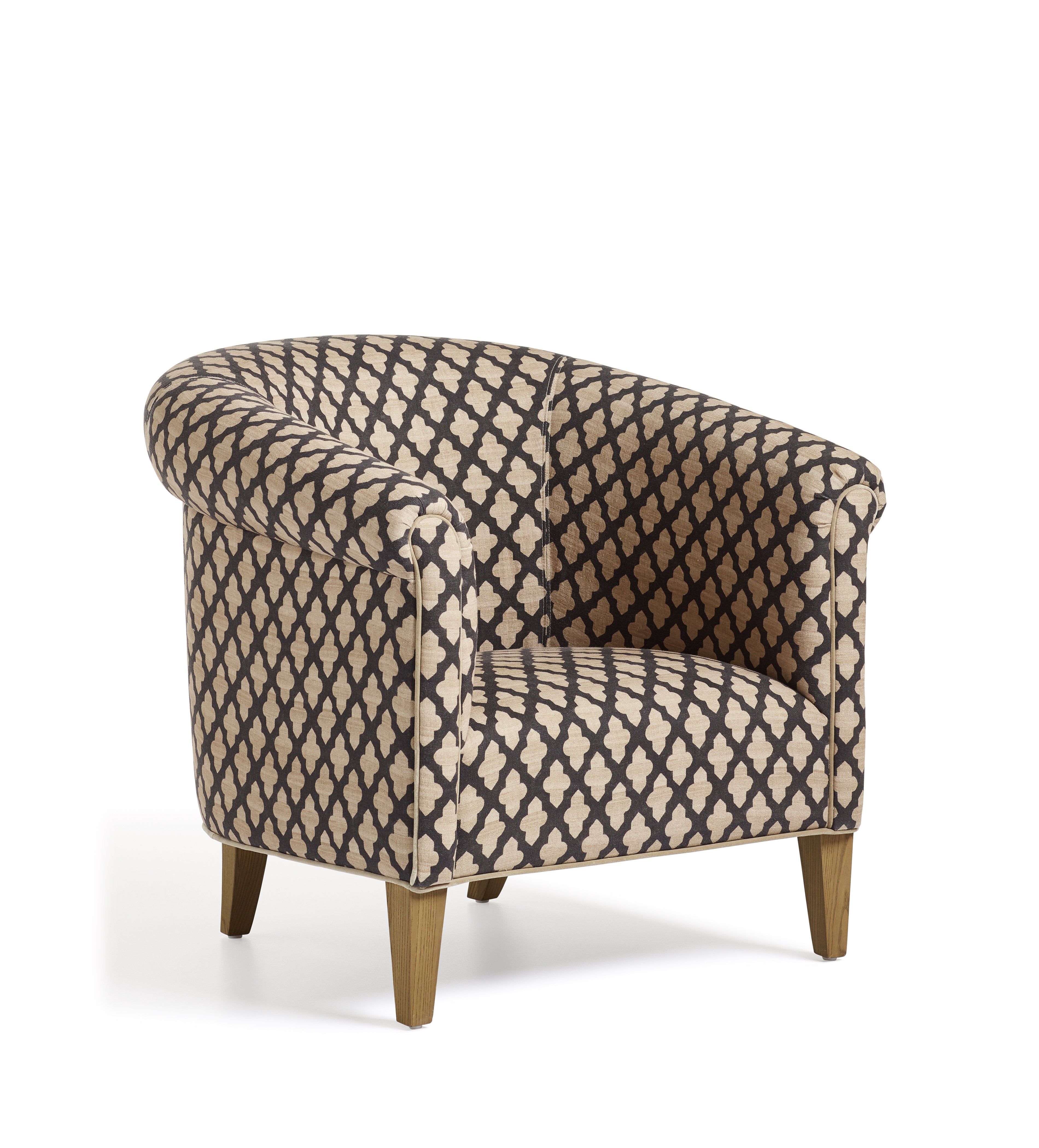 Coniston Serigraph Linen Armchair - Black/Natural | OKA