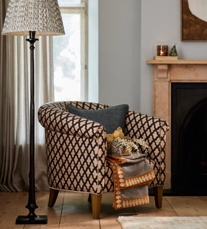 Coniston Serigraph Linen Armchair - Black/Natural | OKA