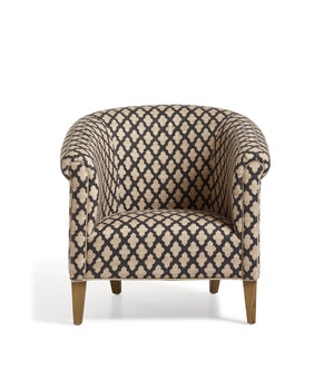 Coniston Serigraph Linen Armchair - Black/Natural | OKA