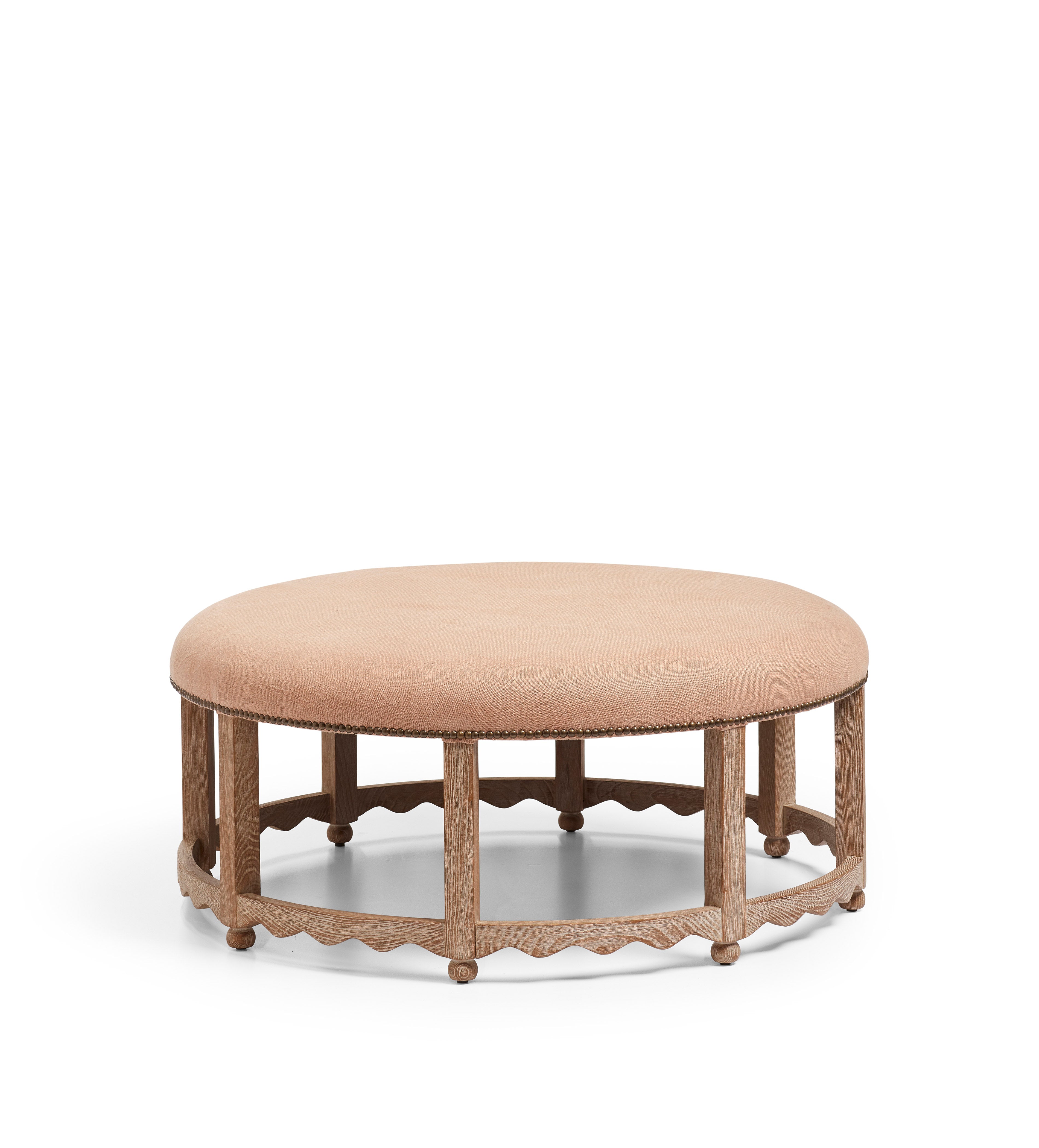 Edirne Linen Ottoman - Apricot Orange | OKA