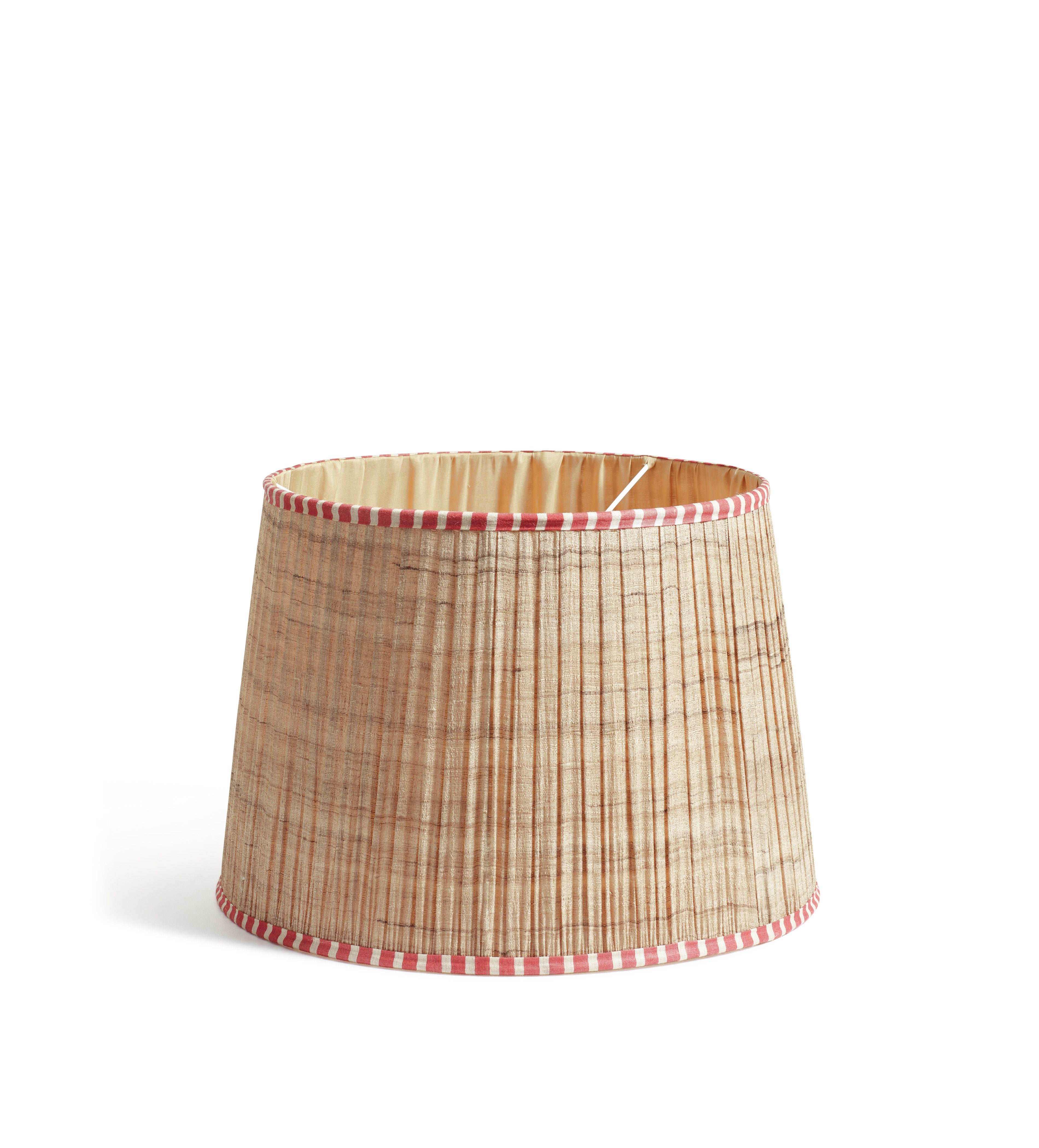 Elgin Pleated Silk Lampshade 45cm - Natural/Red | OKA