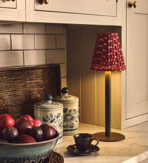 Emily Silk Cone Lampshade 17cm - Maple Red/Natural | OKA