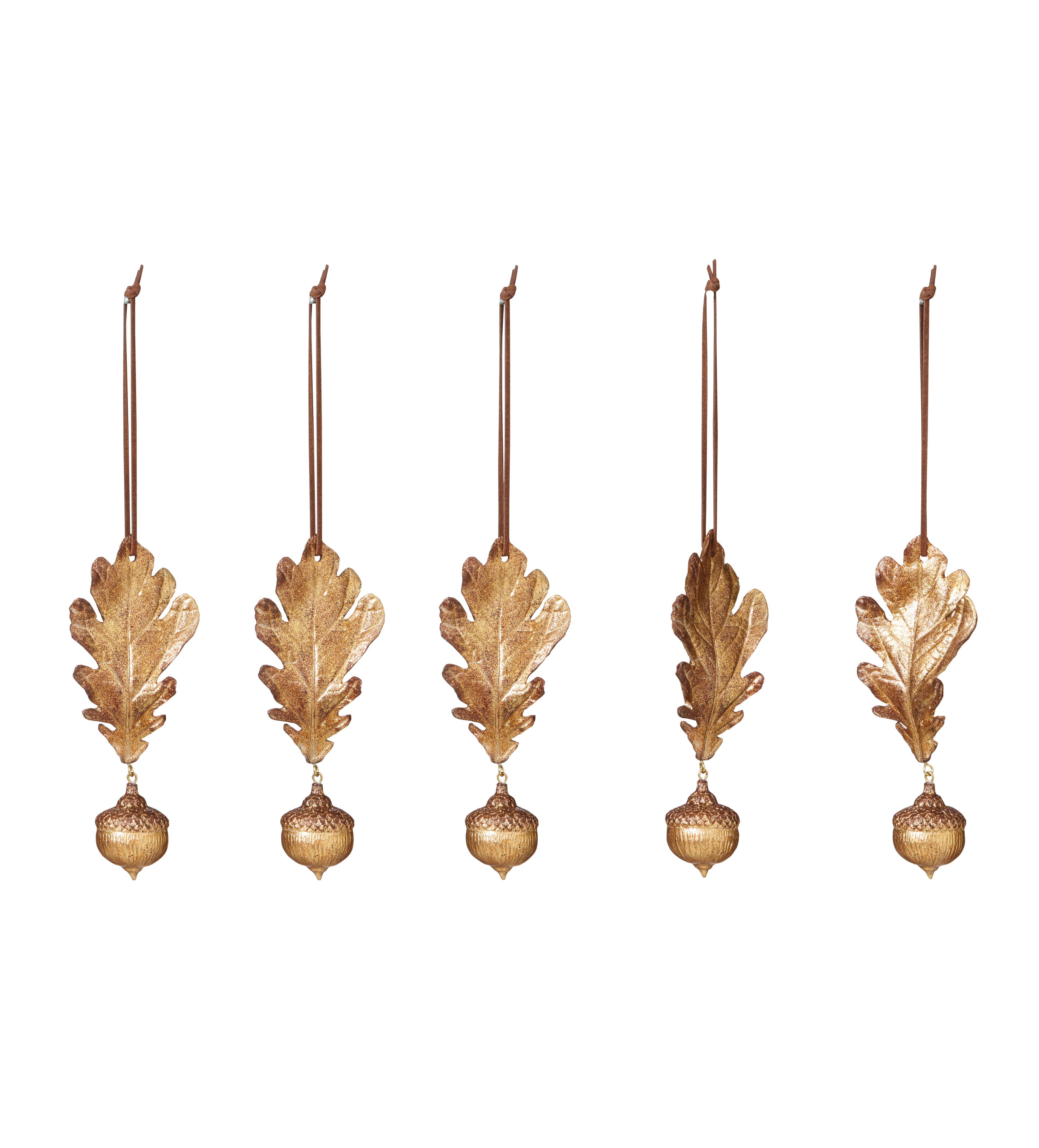 Hanging Acorns - Set of Five - Gold | OKA