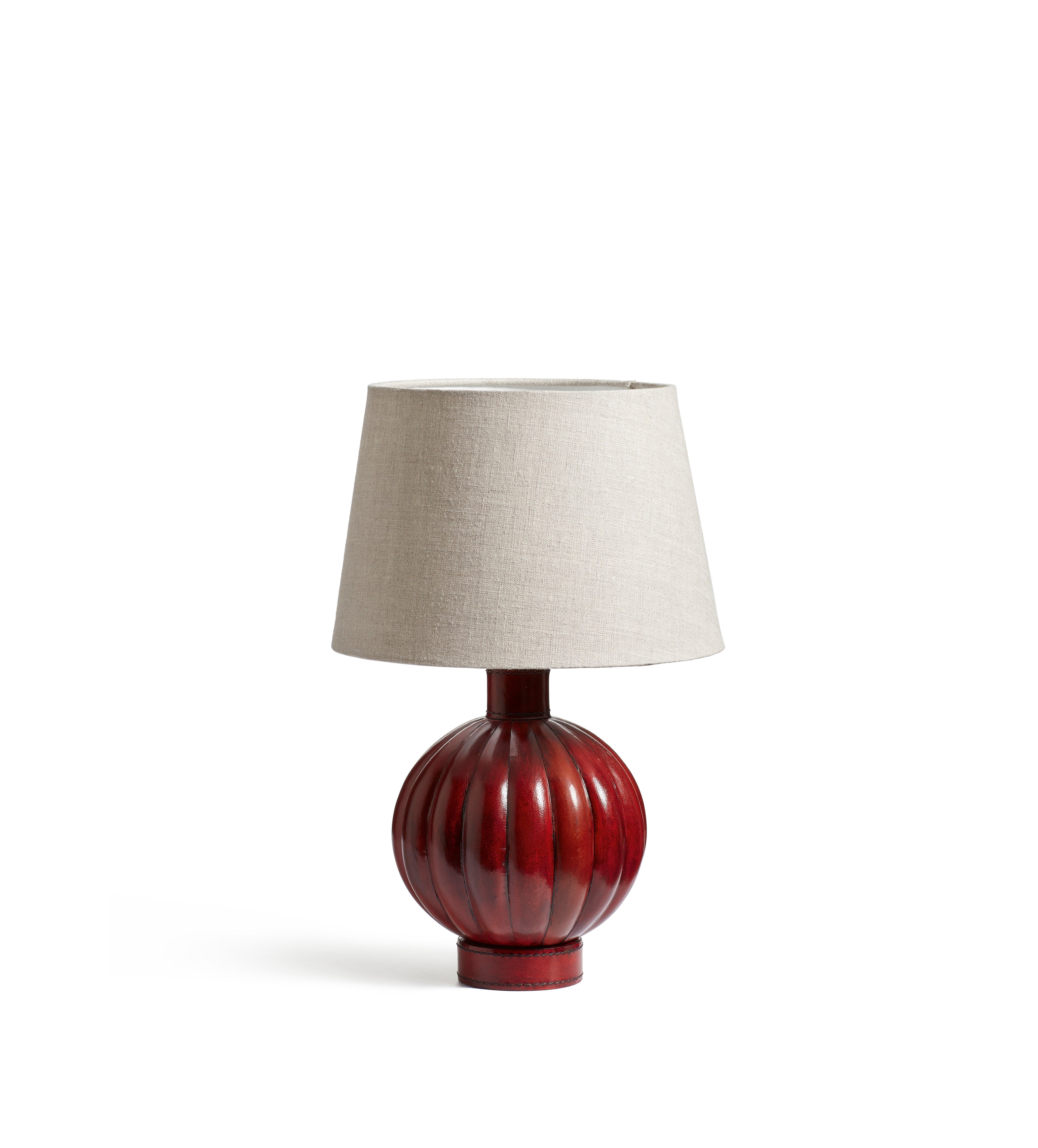 Karaffel Leather Table Lamp Base - Brushed Red | OKA