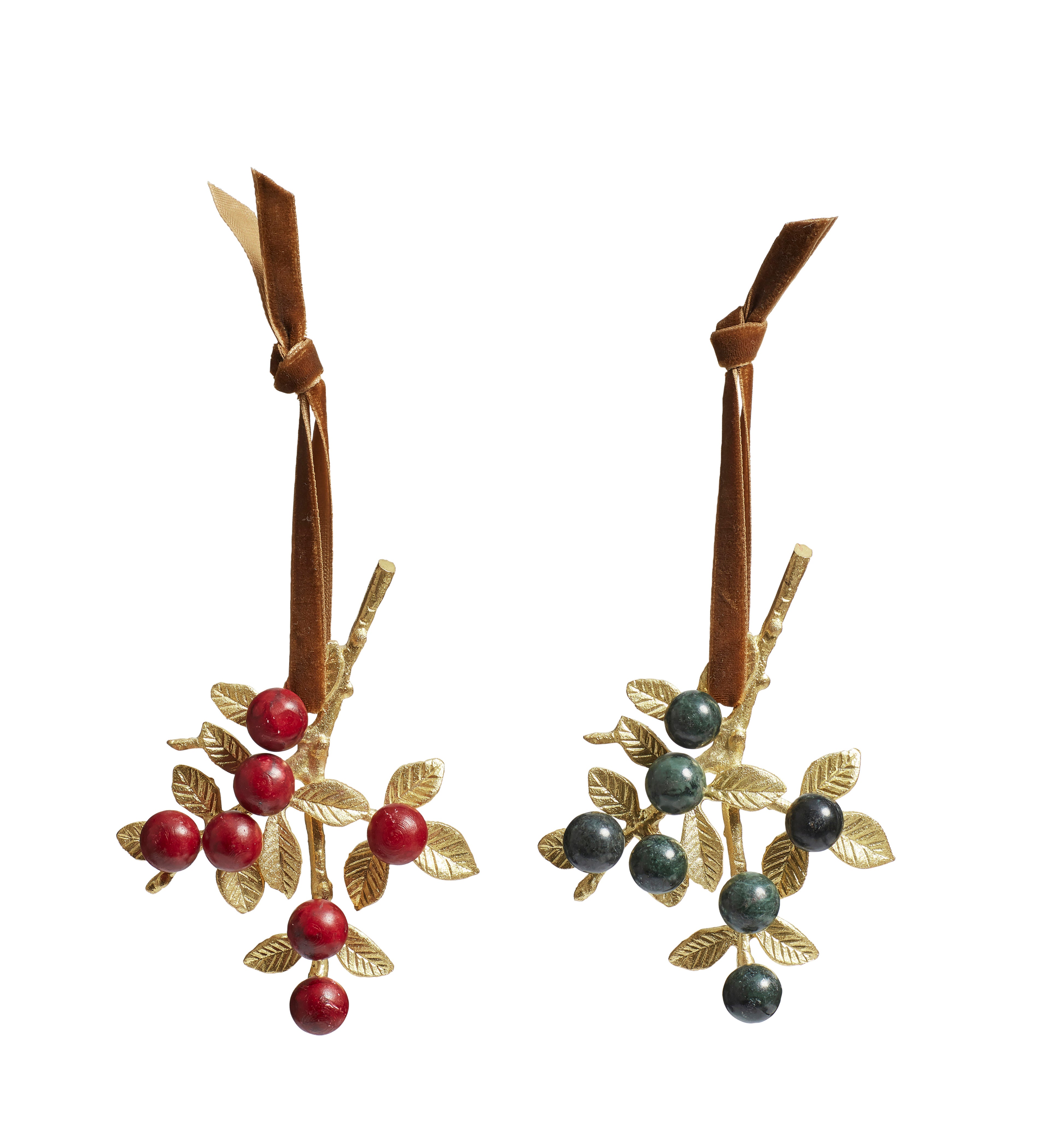 Marble Winter Berry Decorations and Card Holders Pair - Multi | OKA