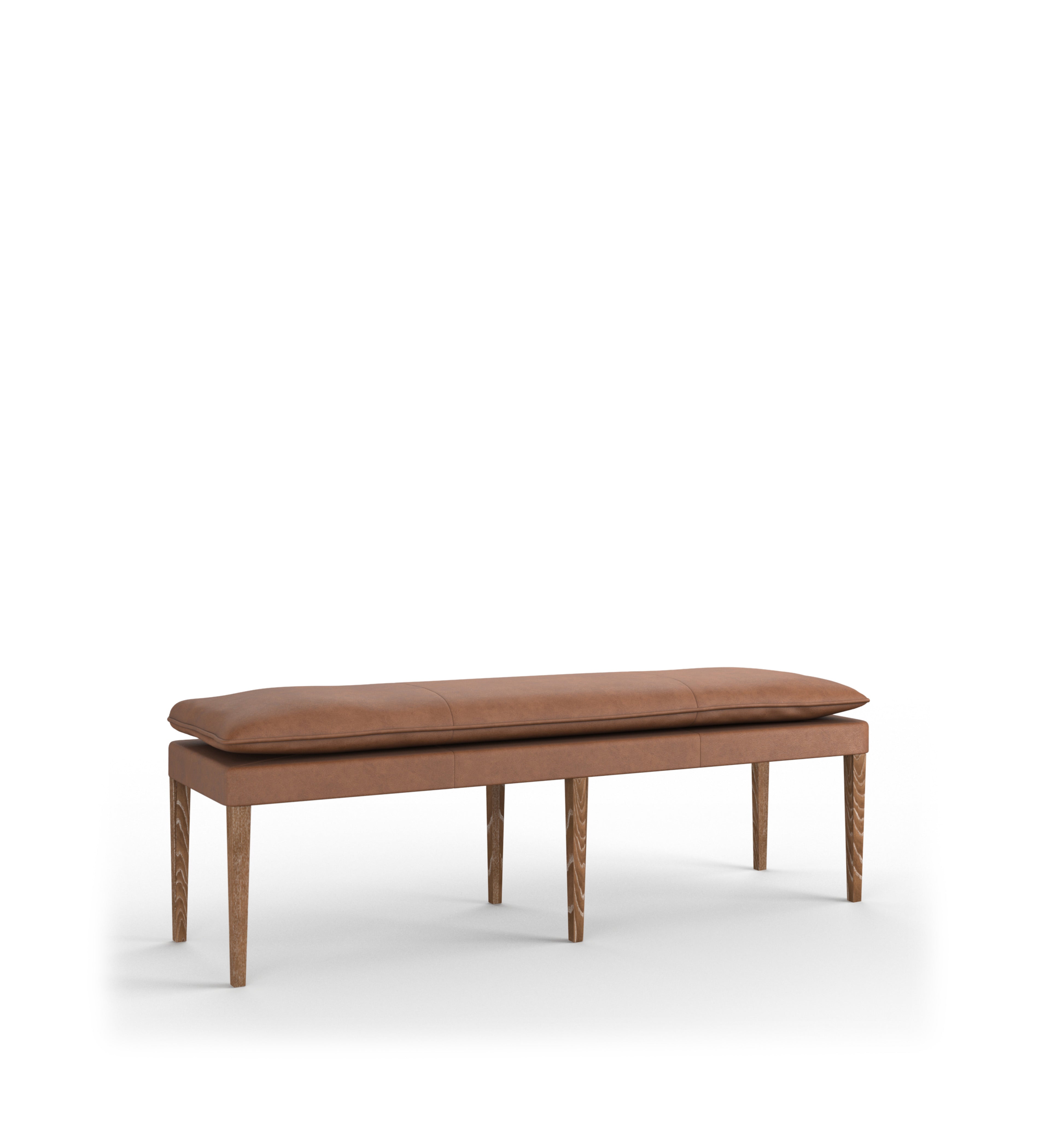 Nott Leather Bench - Hazelnut Brown | OKA