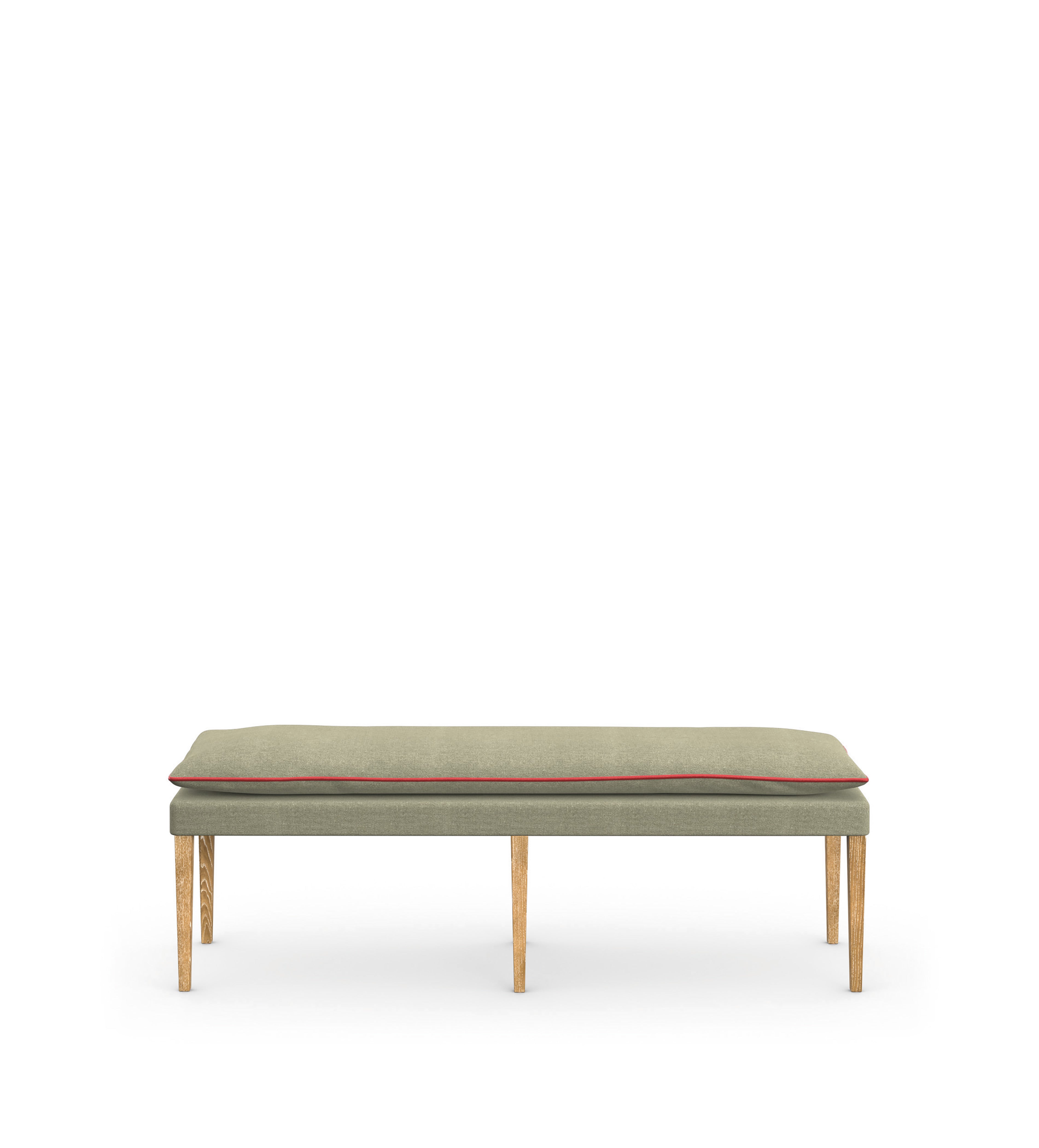 Nott Linen Bench - Sage Green/Blood Orange | OKA