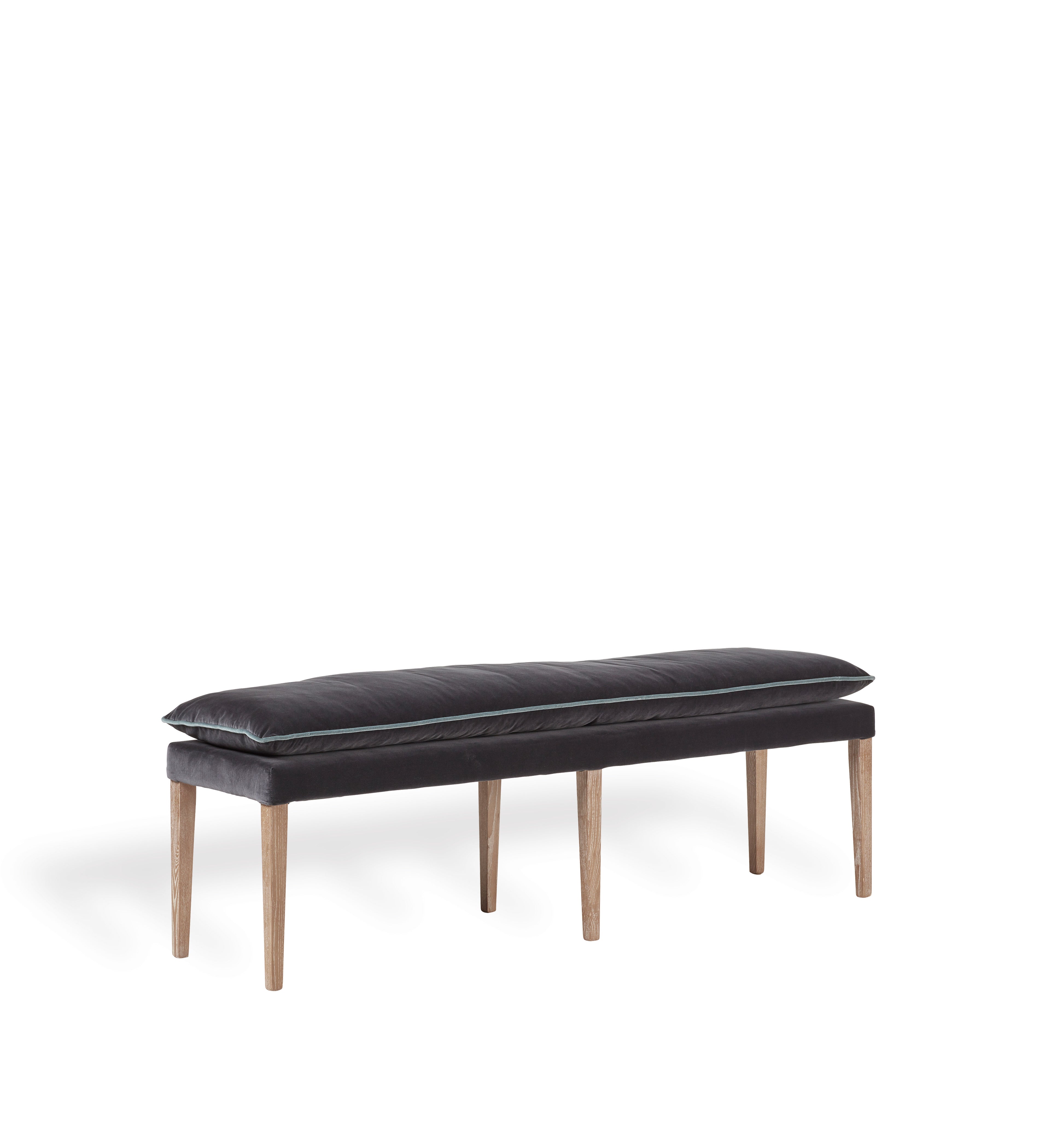 Nott Velvet Bench - Charcoal/Air Force Blue | OKA