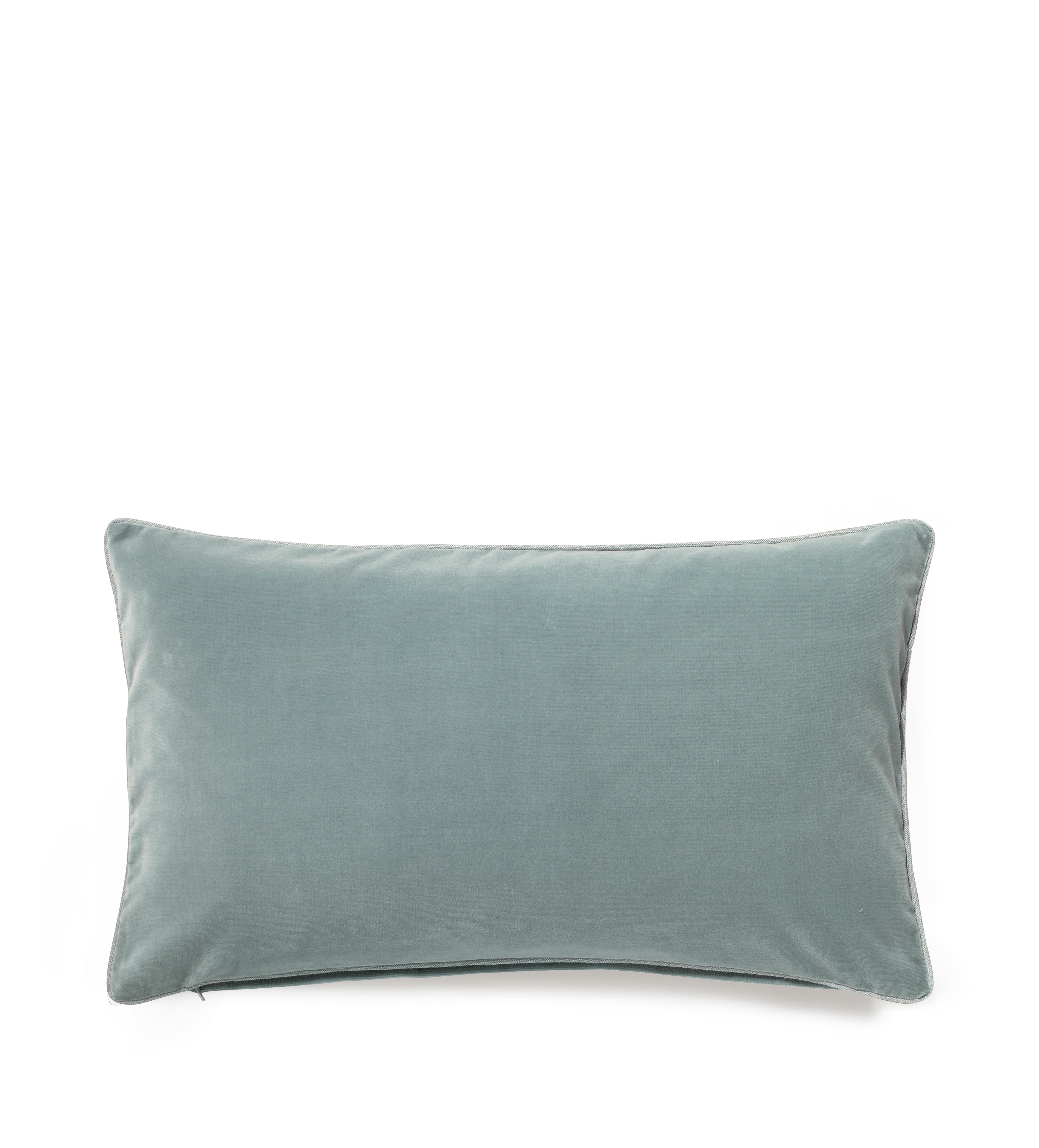 Plain Velvet Rectangular Cushion Cover - Gainsborough Blue | OKA