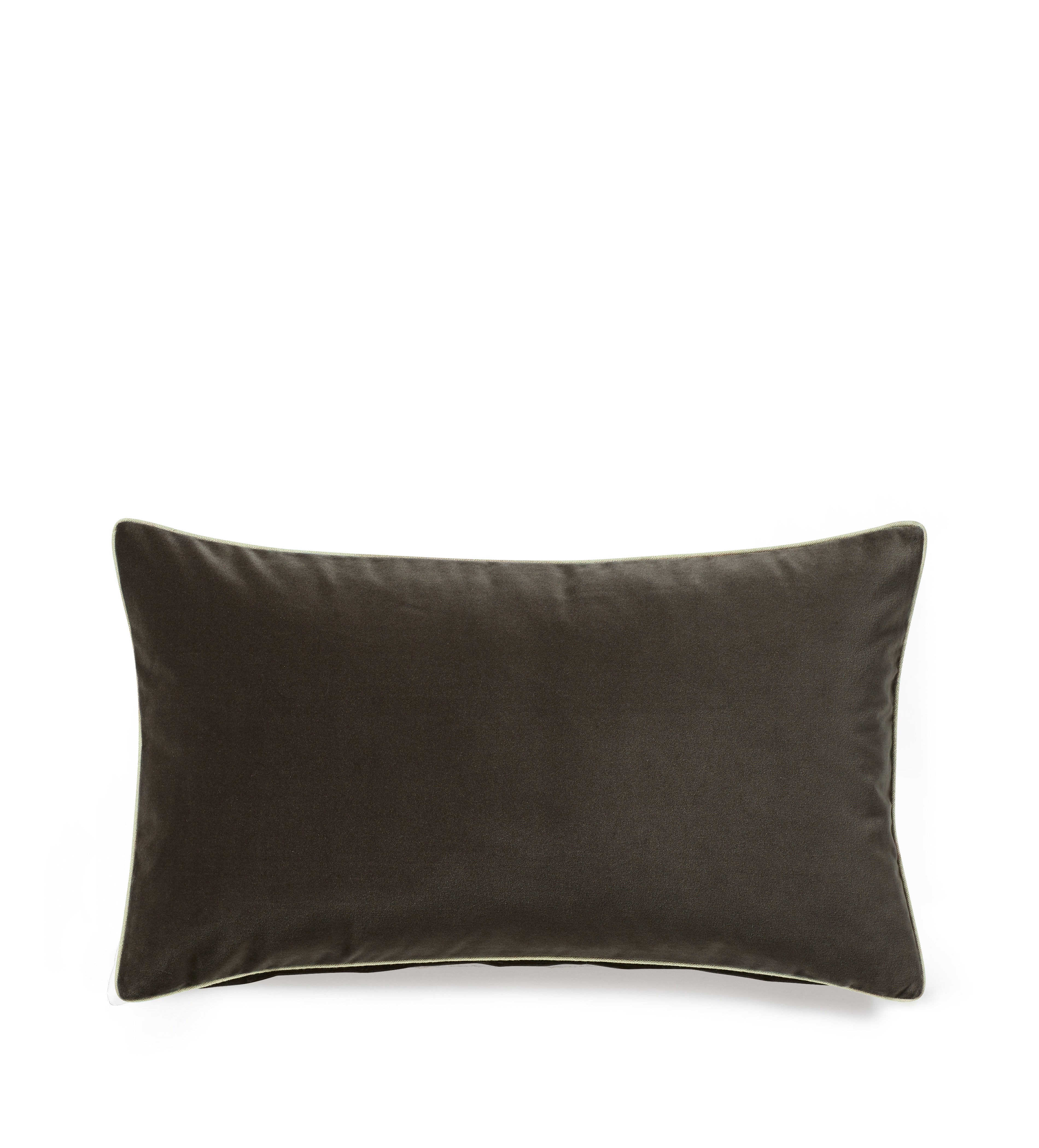 Plain Velvet Rectangular Cushion Cover - Truffle Grey | OKA