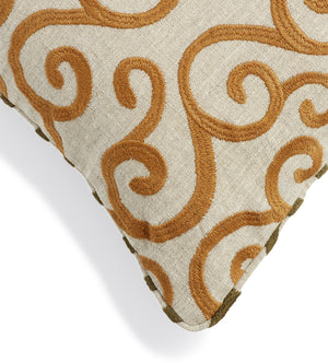 Ria Cushion Cover - Burnt Orange/Spruce Green | OKA