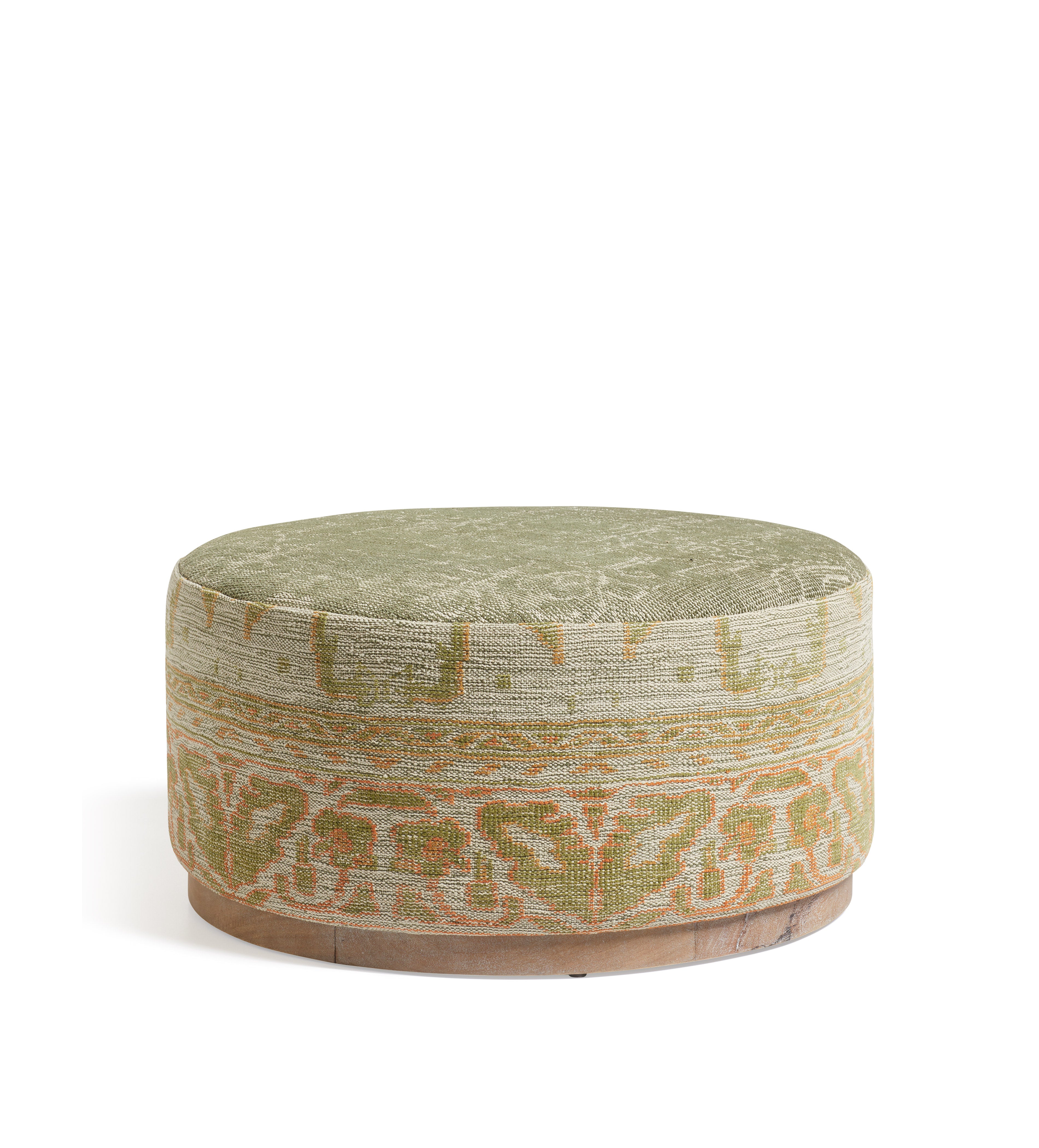 Rosarch Upholstered Ottoman - Sage Green | OKA