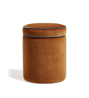 Samena Velvet Ottoman - Dirty Orange | OKA