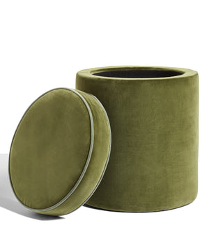 Samena Velvet Ottoman - Spruce Green | OKA