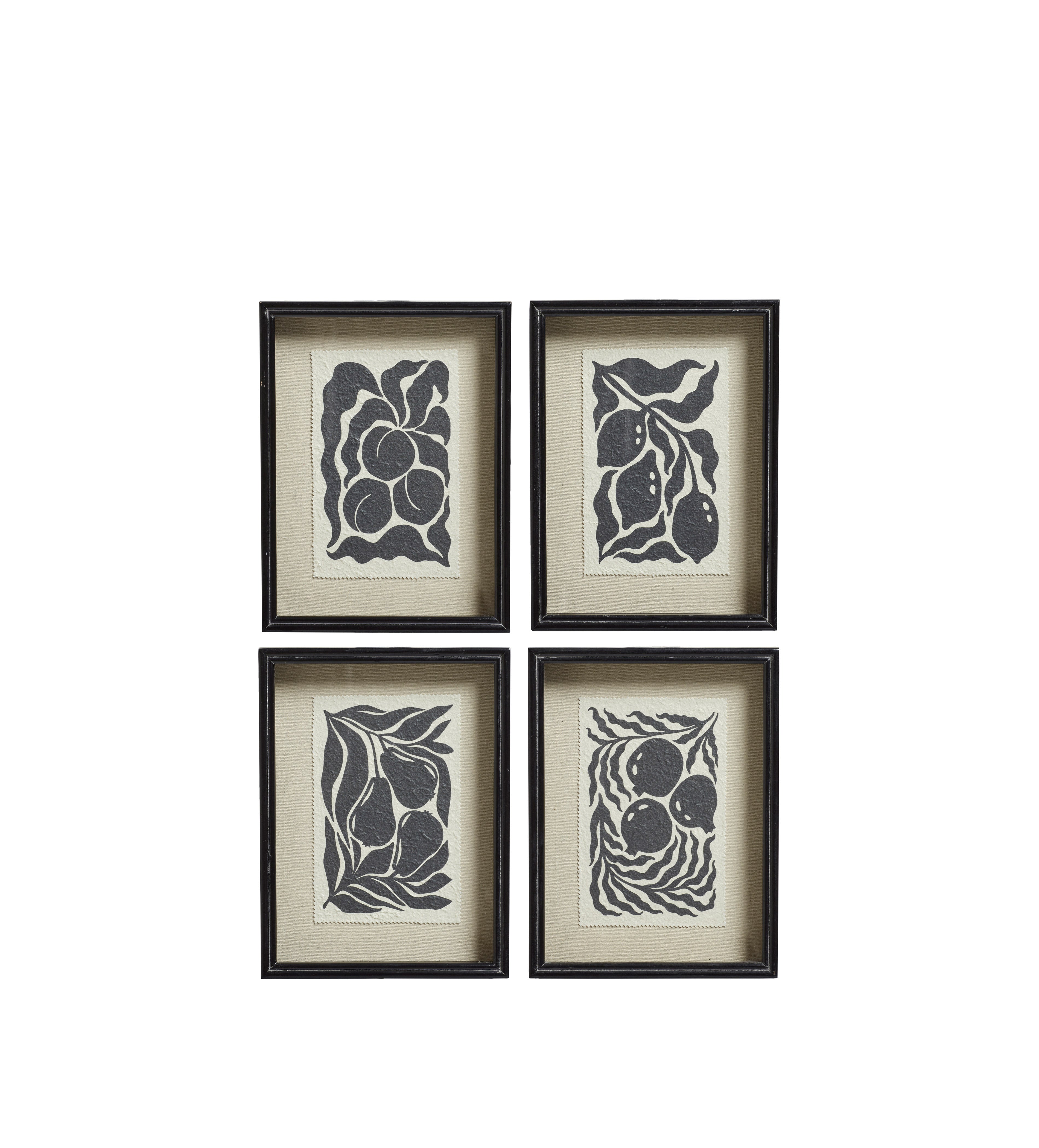 Luther Framed Fruit Prints - Set of Four - Black/White | OKA