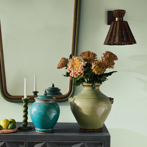 Zion Lidded Urns Pair - Aruba Blue | OKA