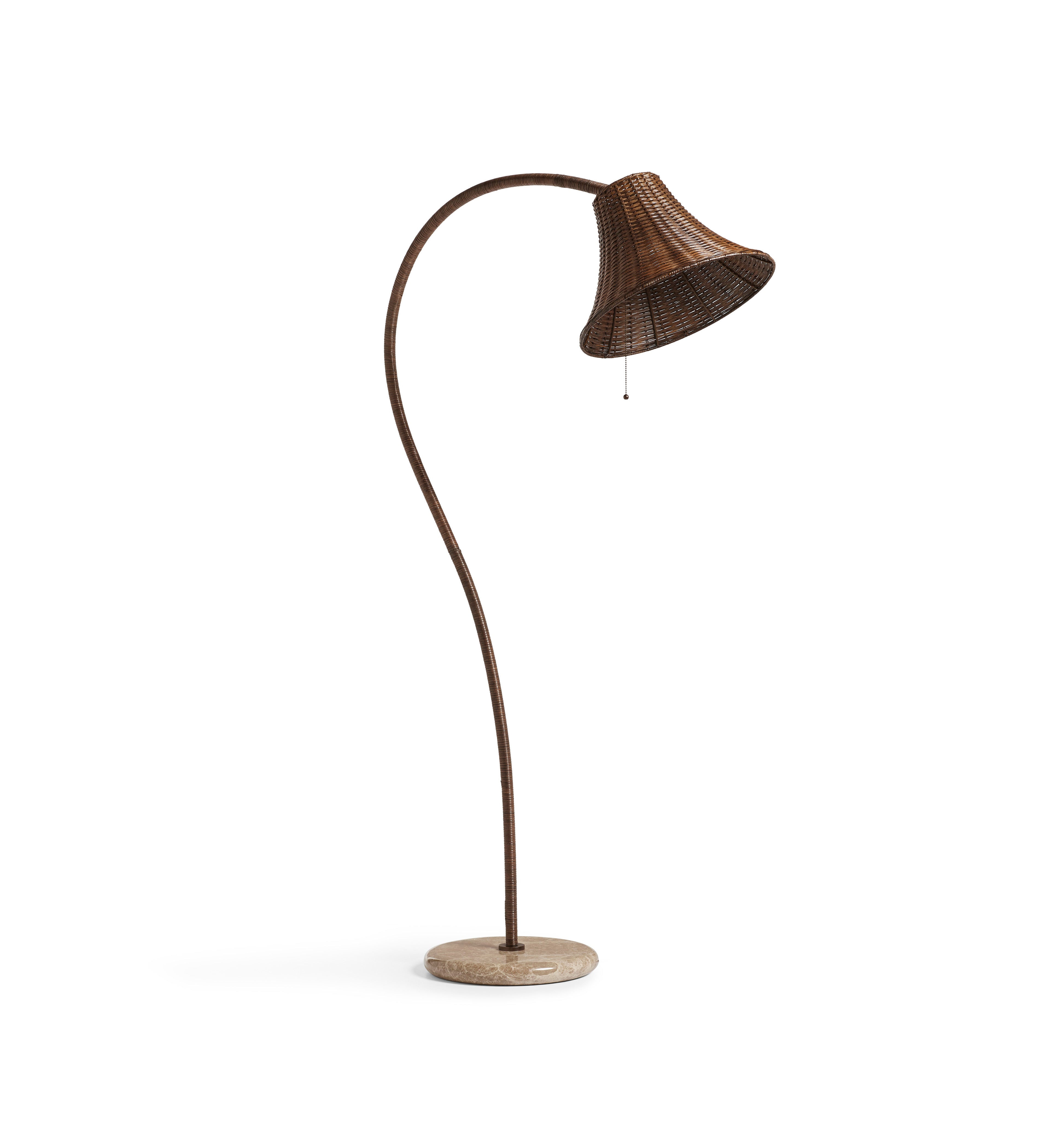 Sikao Rattan Arc Floor Lamp Base - Antique Brown | OKA