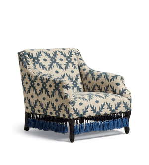 Tarma Lazaret Cotton Armchair - Midnight Blue/Off-White | OKA