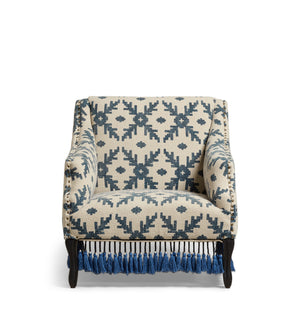 Tarma Lazaret Cotton Armchair - Midnight Blue/Off-White | OKA