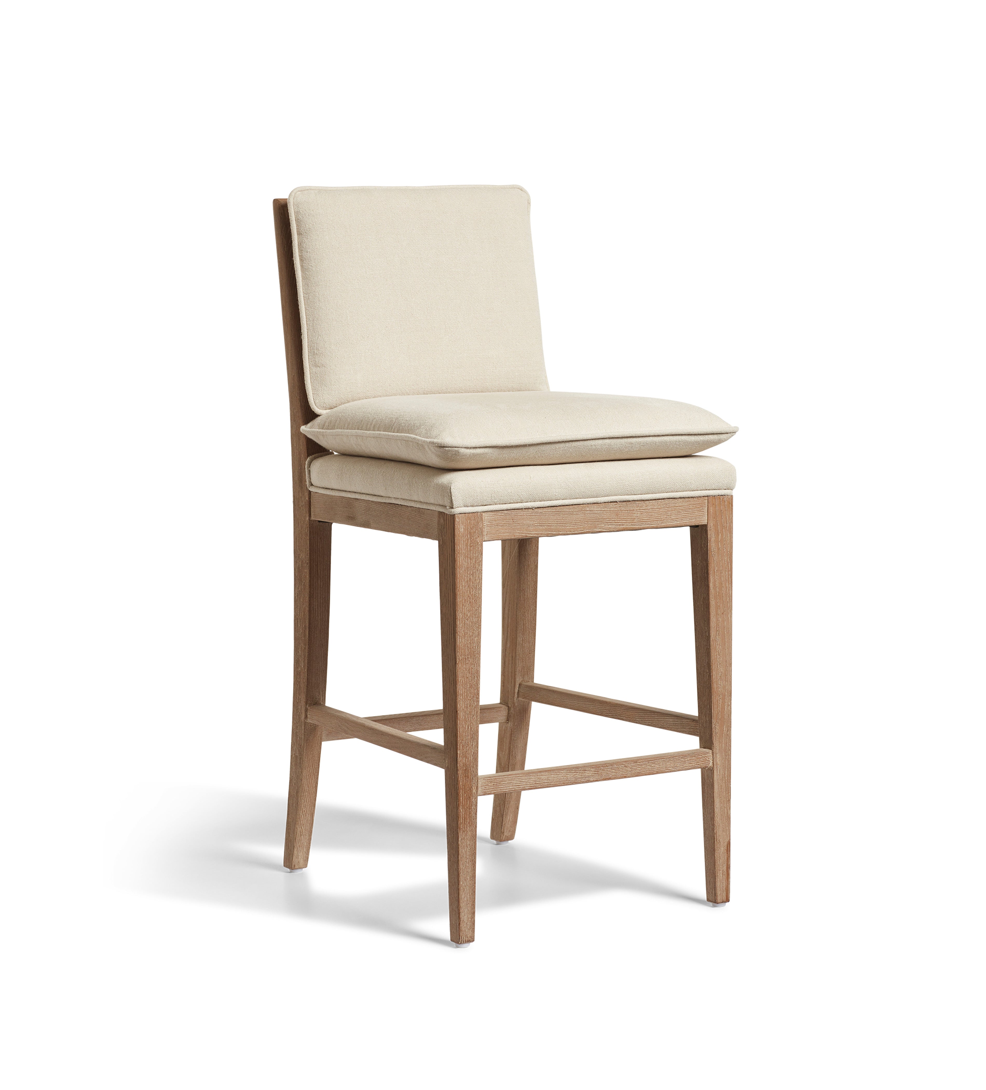 Vasa Linen Bar Stool - Natural Brown | OKA
