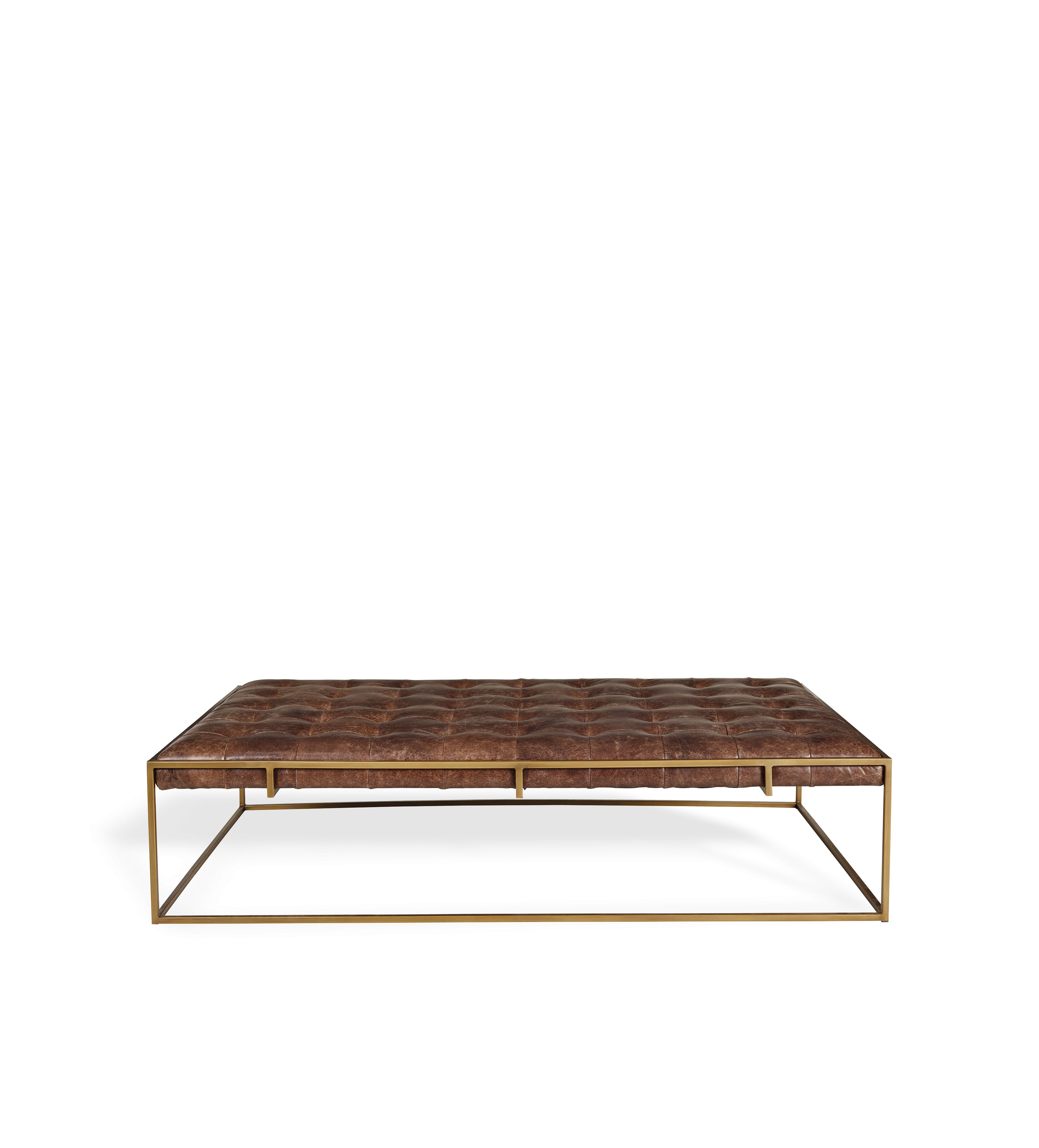 Wallace Leather Ottoman - Aged Hazelnut | OKA
